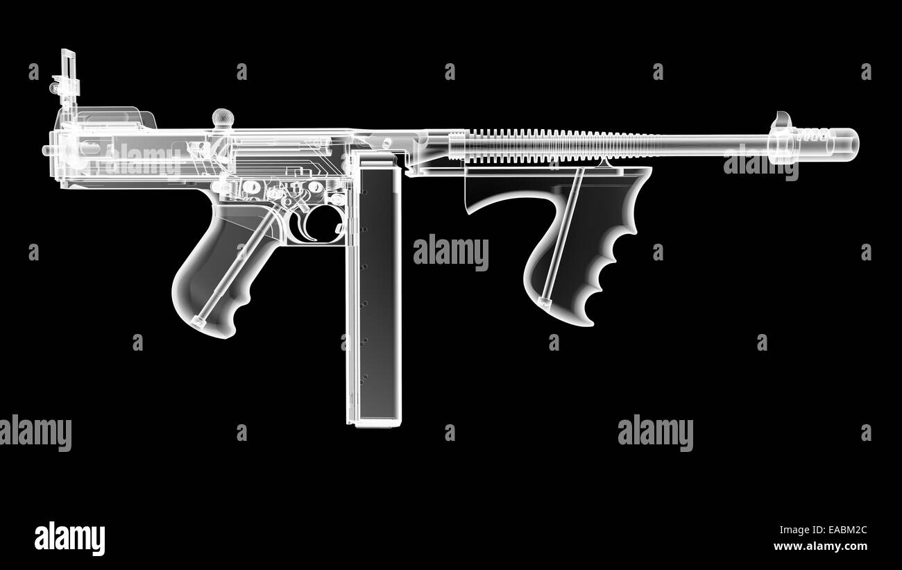 3D render of the gun model in X-rays isolated on black background Stock ...