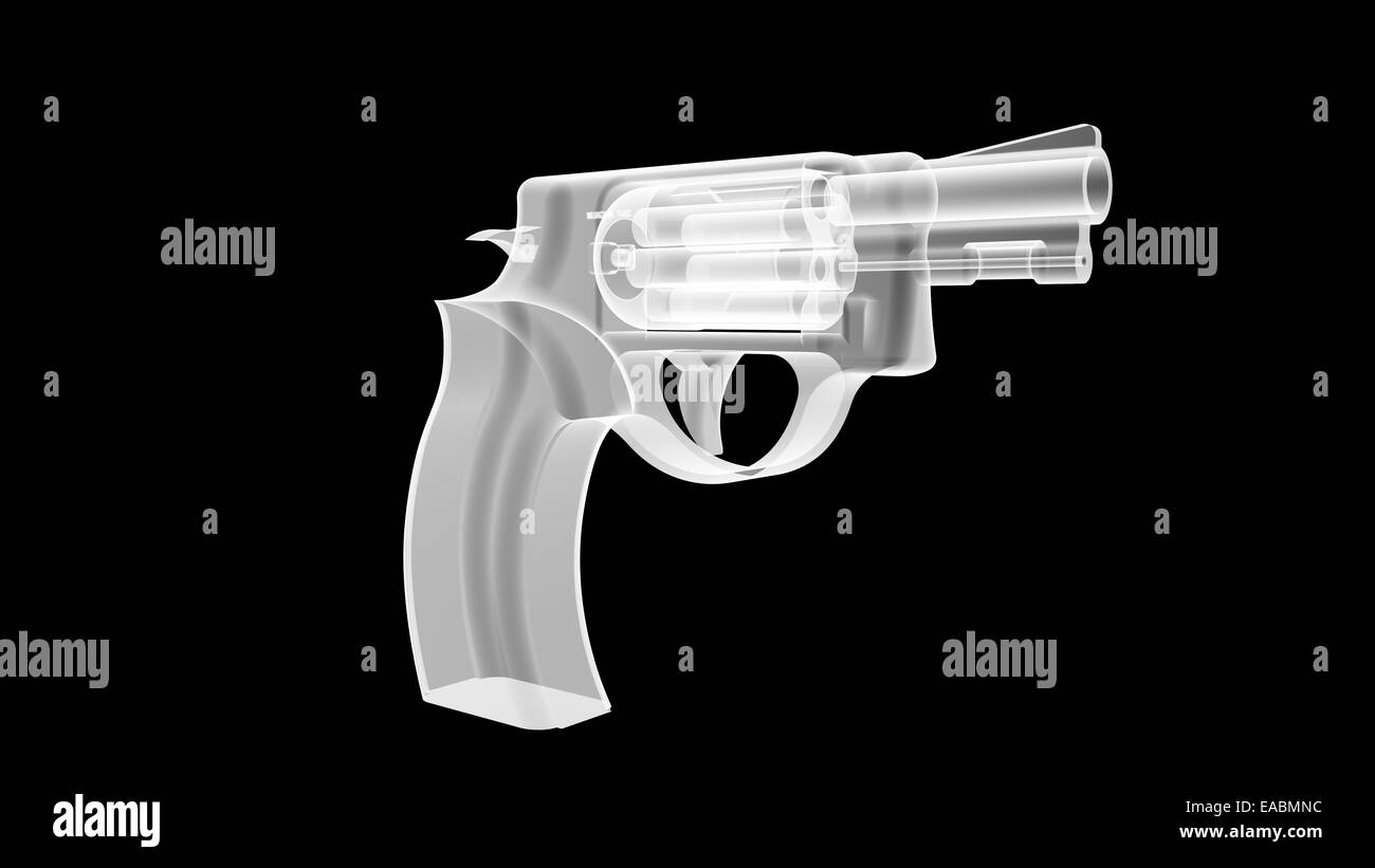 3D render of the gun model in X-rays isolated on black background Stock ...