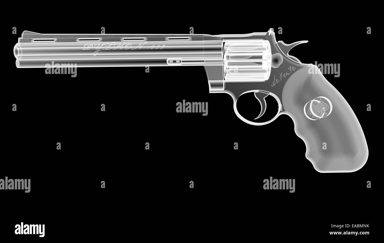 3D render of the gun model in X-rays isolated on black background Stock ...