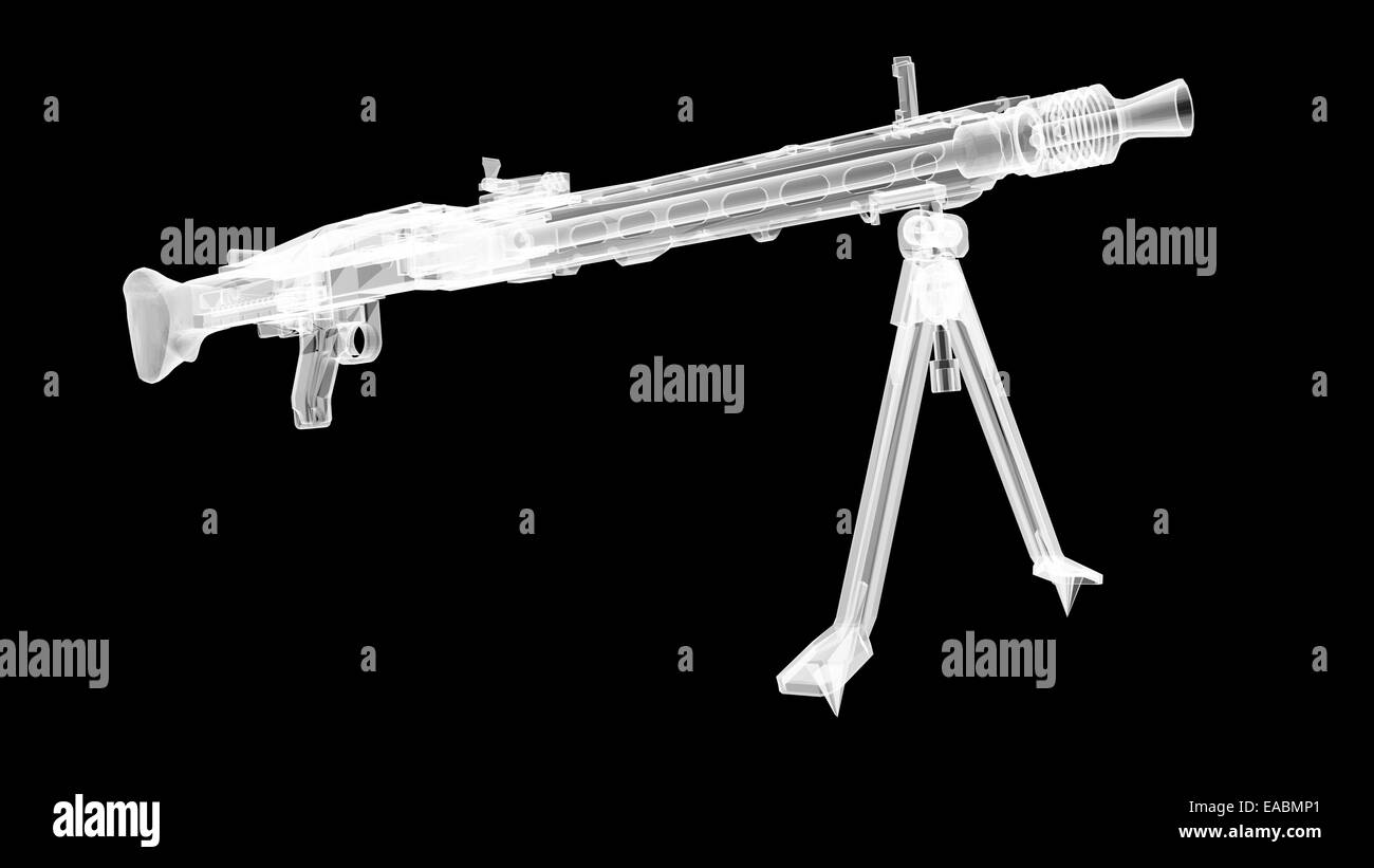 3D render of the gun model in X-rays isolated on black background Stock ...