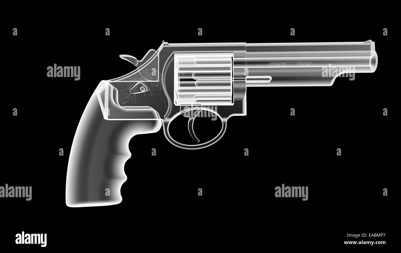3D render of the gun model in X-rays isolated on black background Stock ...