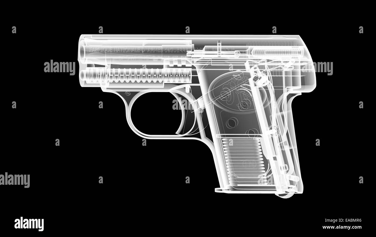 3D render of the gun model in X-rays isolated on black background Stock ...
