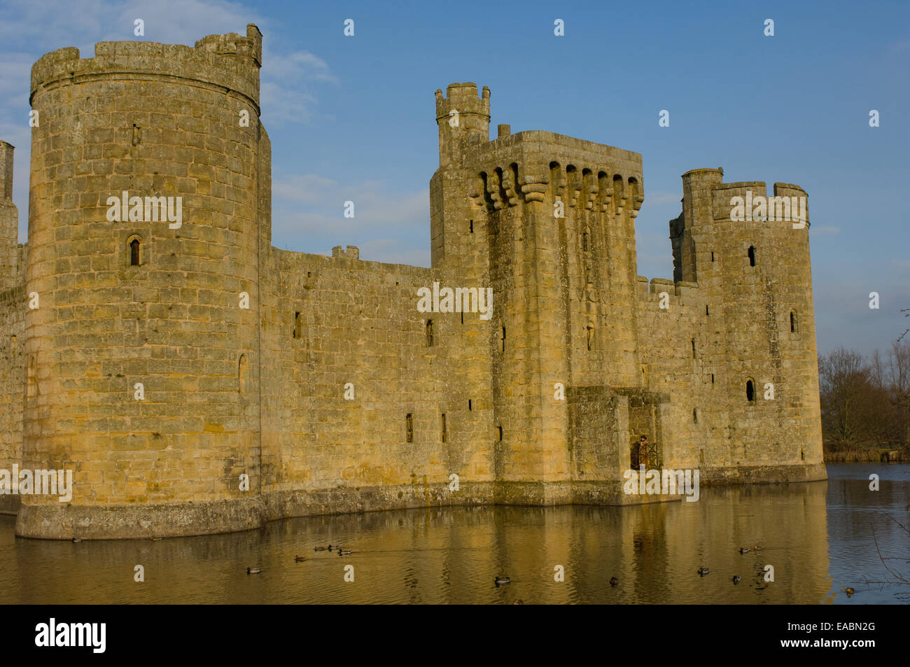 Bodiam Castle, East Sussex, England. Built in the 14th Century and now ...