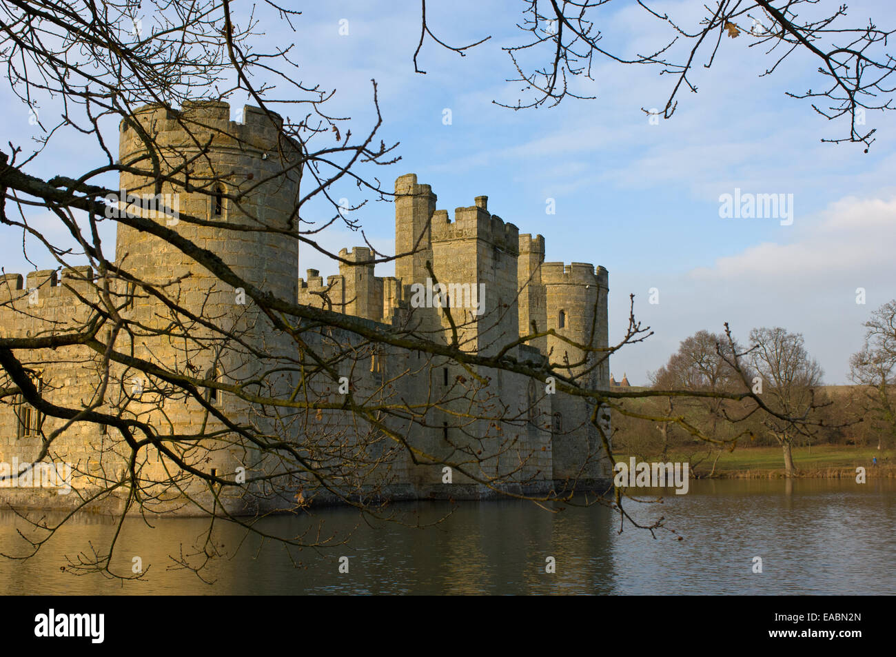 Bodiam Castle, East Sussex, England. Built in the 14th Century and now ...