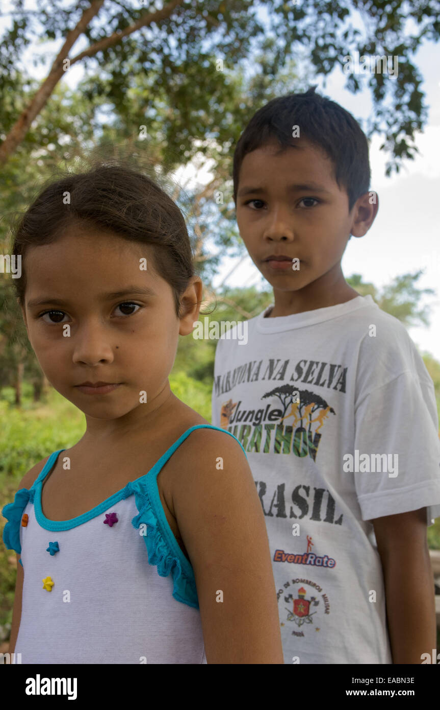 Para State, Brazil. Two caboclo children from the poor rural settler ...