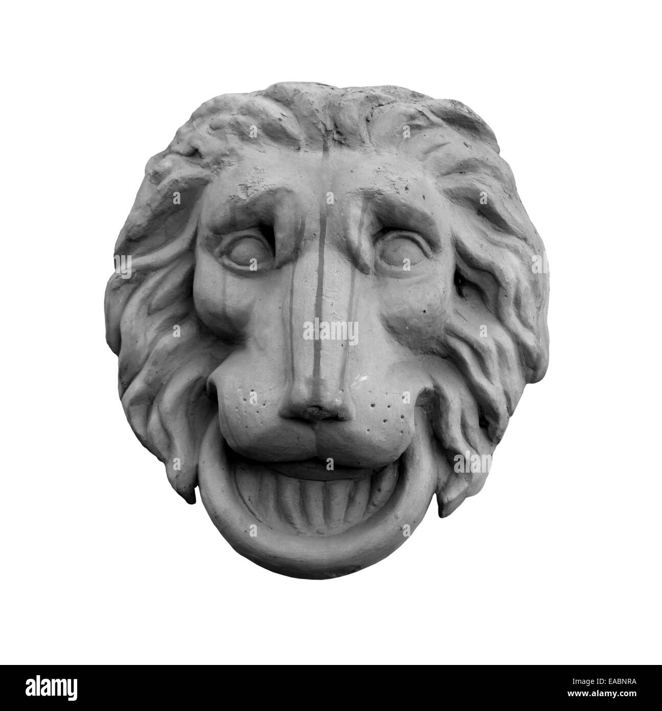 Bas-relief of stone lion head isolated on white Stock Photo - Alamy