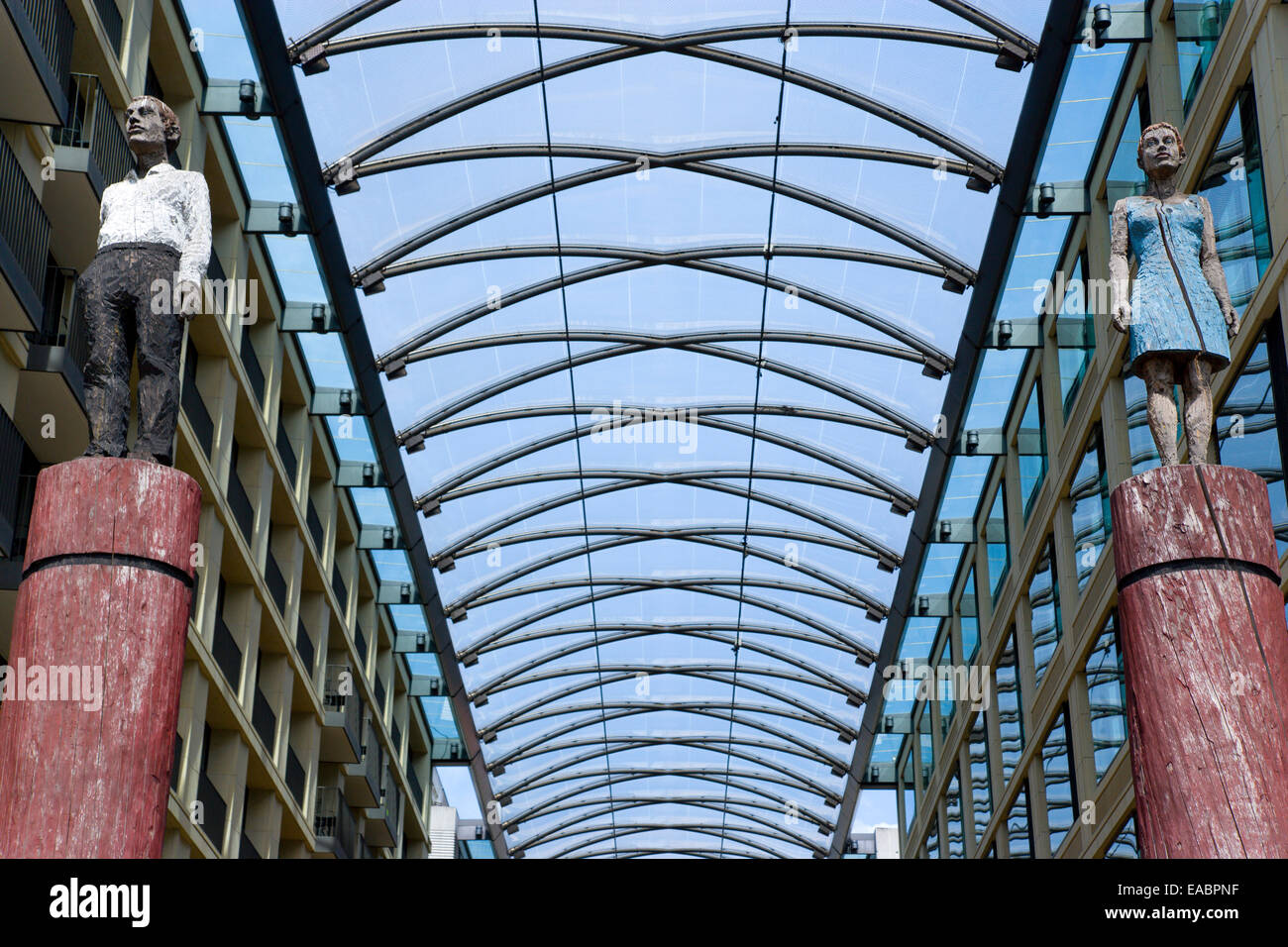 Germany Berlin statues at the entrance of the DomAquaree building Stock ...