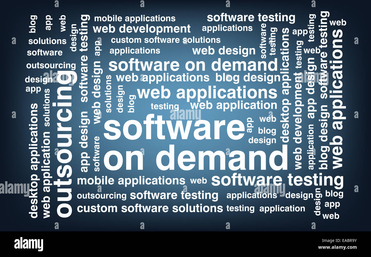 Software on demand wordcloud Stock Photo - Alamy