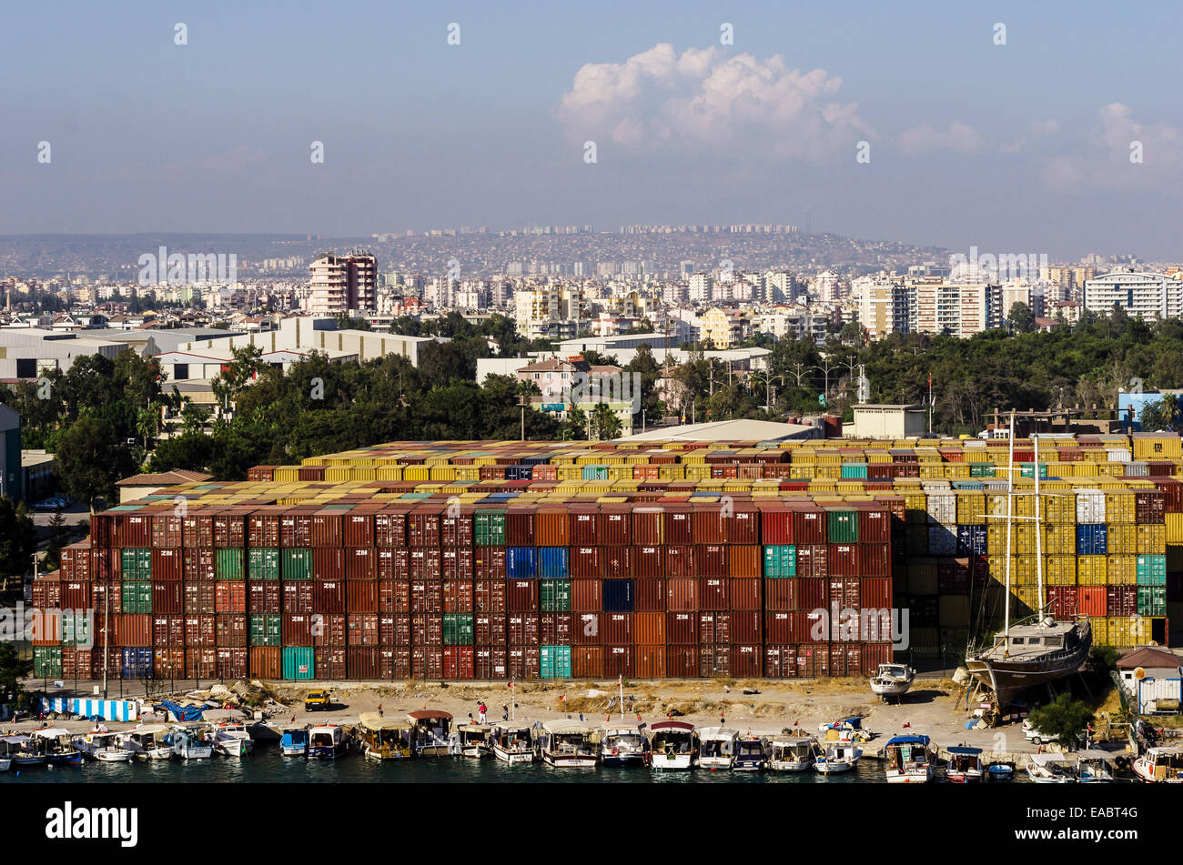 Turkey, Middle East, Antalya, Container harbour Stock Photo - Alamy