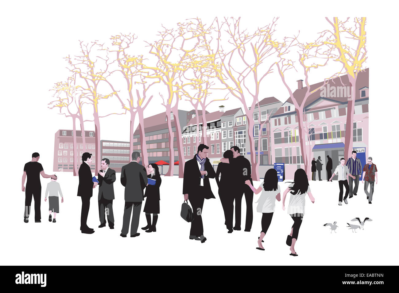 Street scene in spring Cut Out Stock Images & Pictures - Alamy