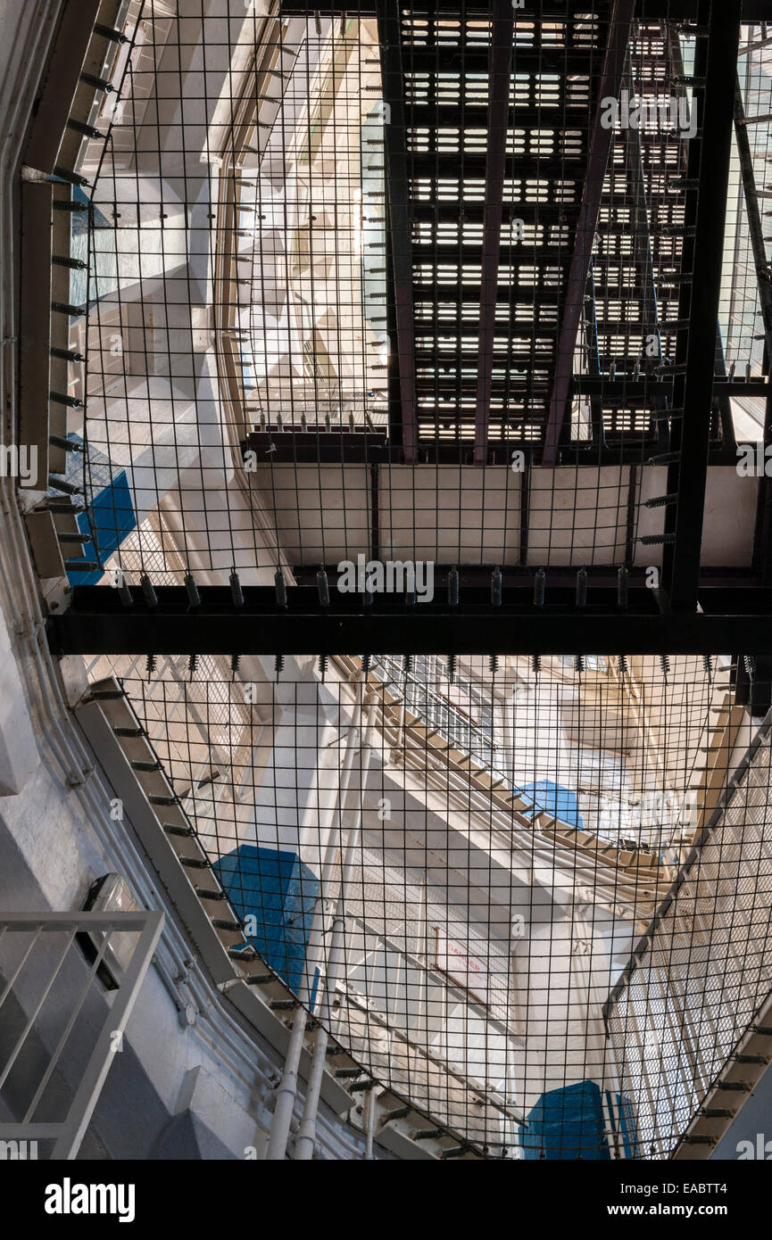 Inside HMP Lancaster Castle, Lancashire, UK. Looking up through the ...