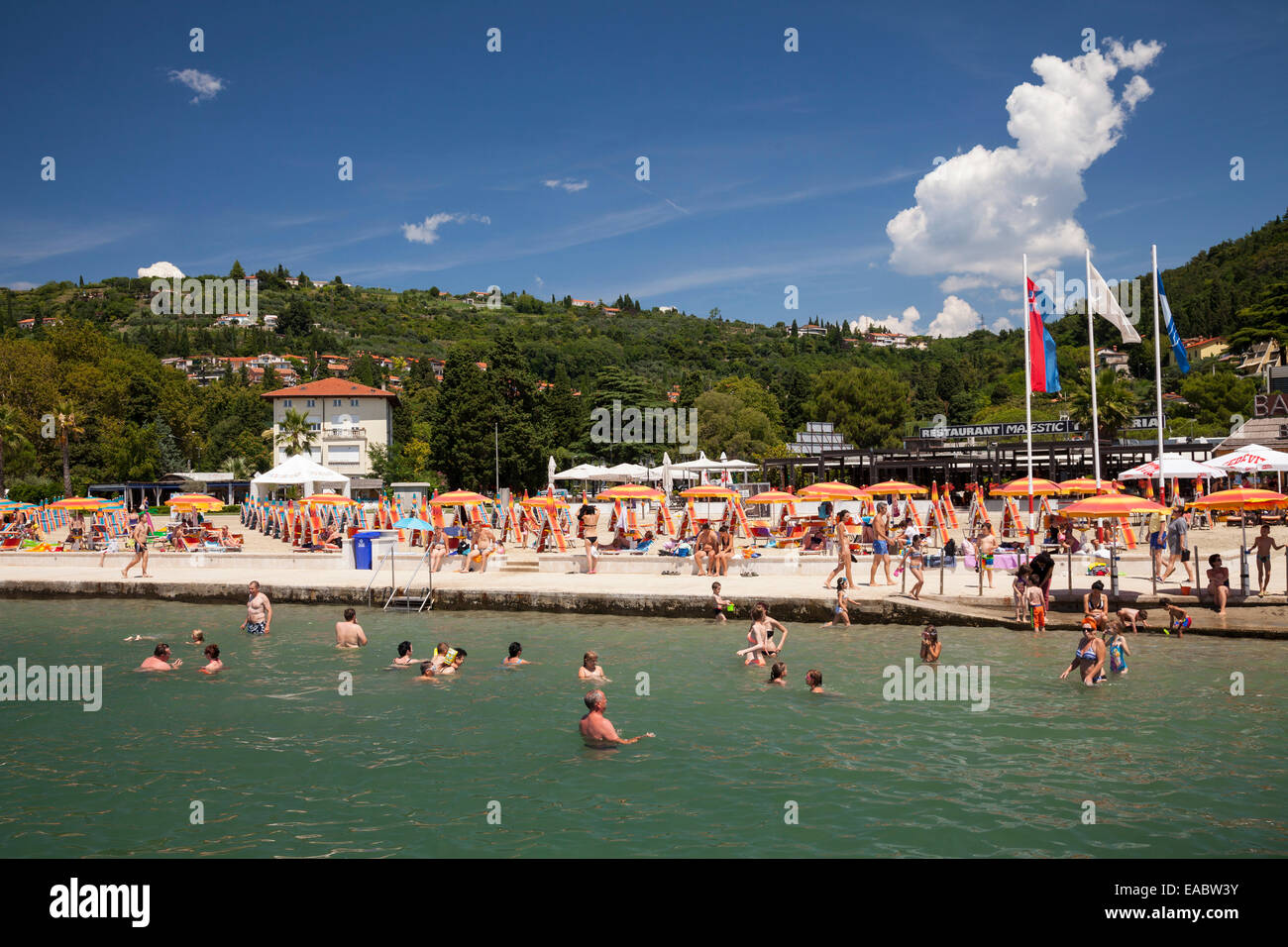 Slovenia Istria Slovene Littoral Portoroz Adriatic Sea Beach and ...