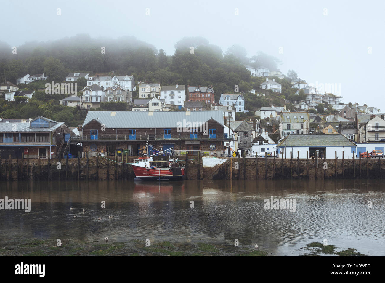 UK, Cornwall, Looe, Fishing boat at pier Stock Photo - Alamy