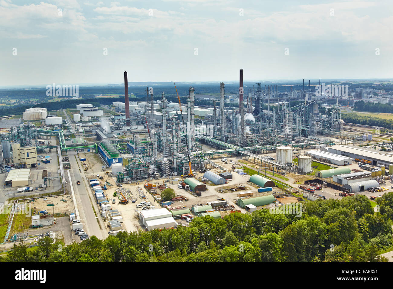 Germany Bavaria Burghausen aerial view of oil refinery Stock Photo - Alamy