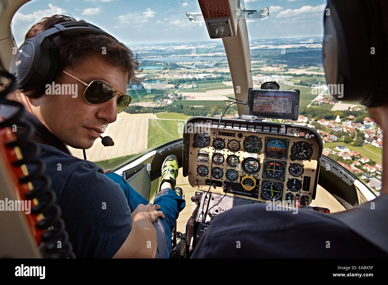 Germany Bavaria Landshut Helicopter pilot in cockpit Stock Photo - Alamy