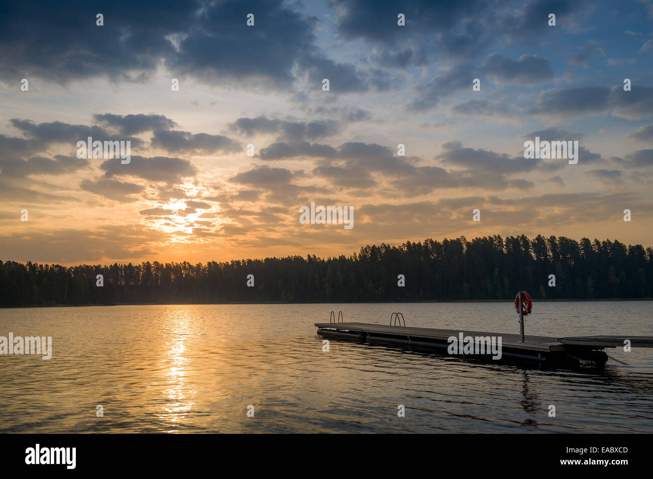 Romantic evening at lake Stock Photo - Alamy