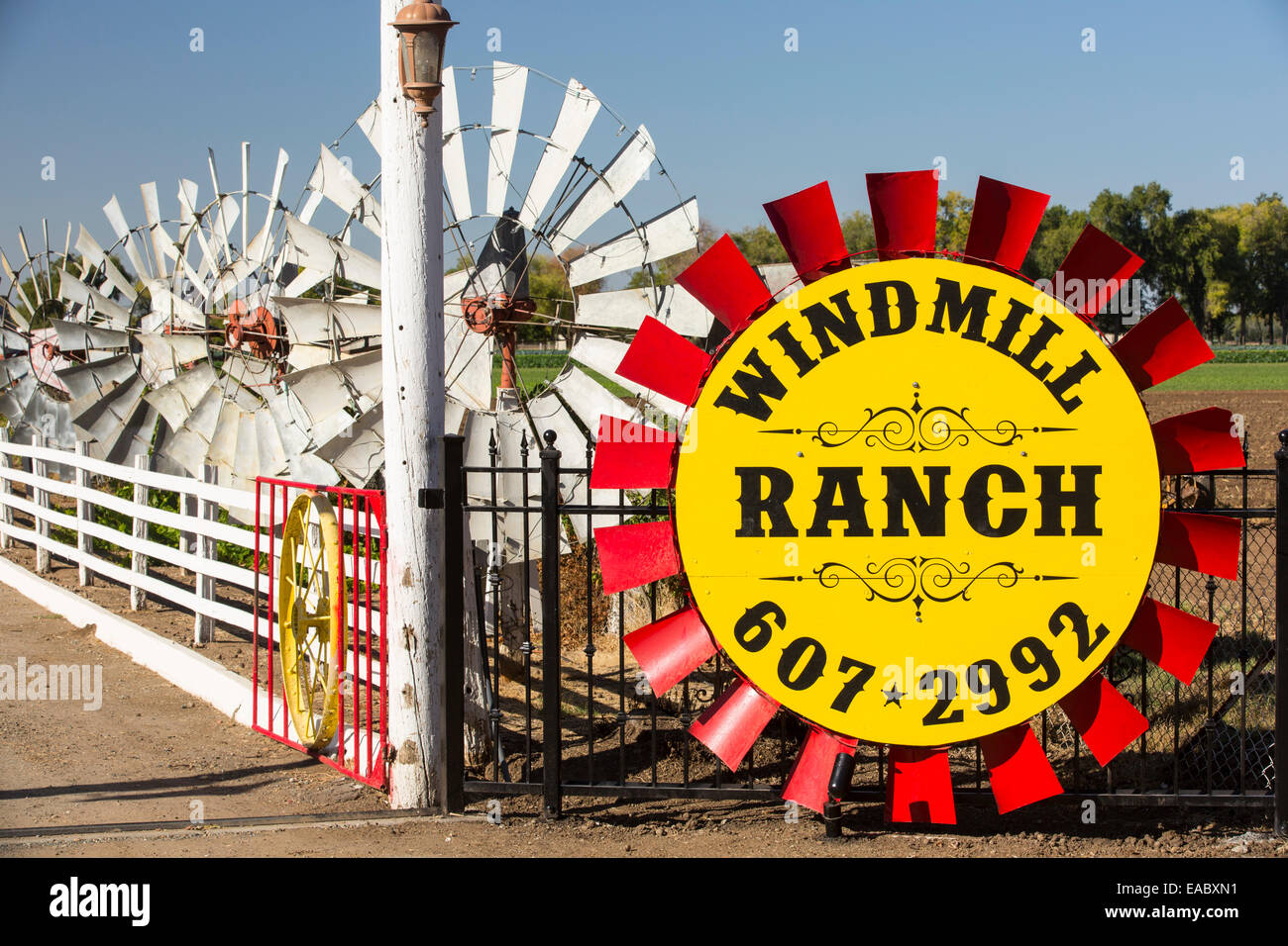 A collection of old windpump blades at windmill ranch in the Central ...