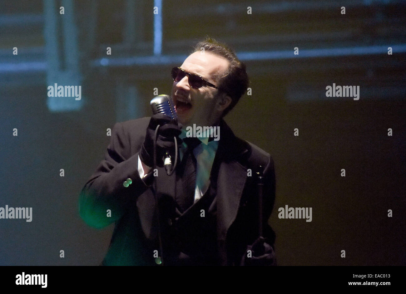 Dave Vanian, singer in the British band 'The Damned' performing at the ...