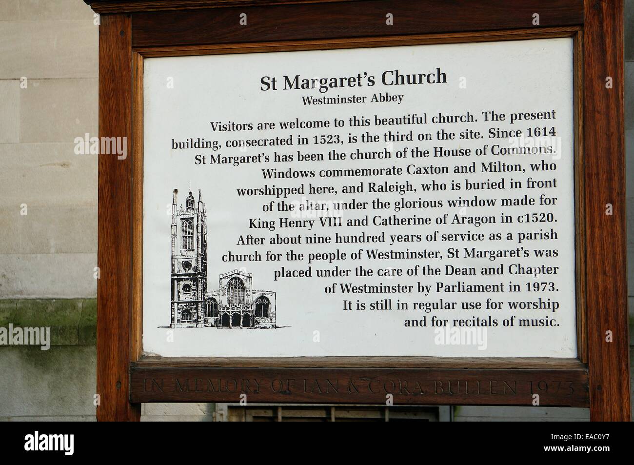 St Margaret's Church Westminster Abbey tourist information sign which ...
