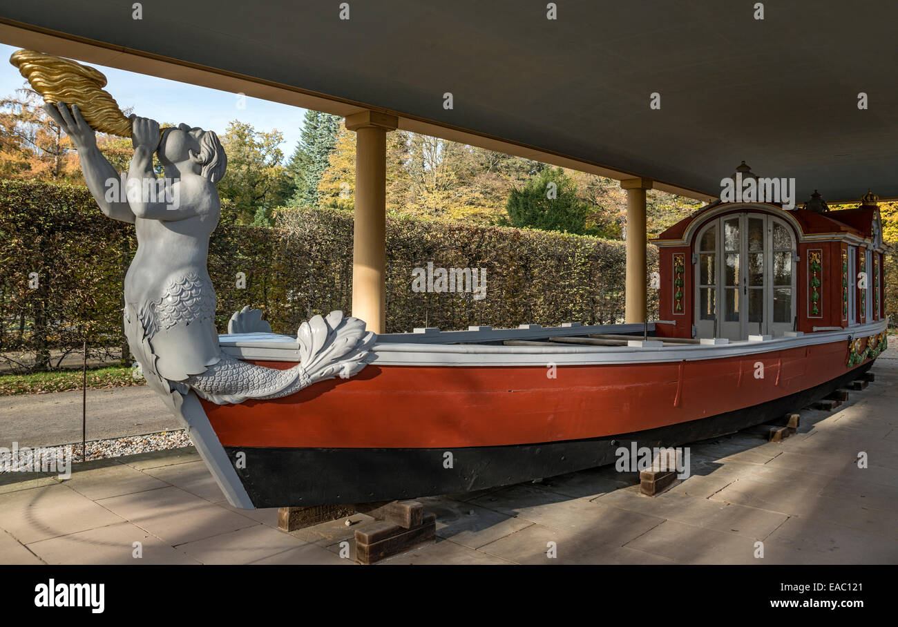 Tritonen Gondel, a historical Gondola, build in 1800,in Pillnitz Castle ...