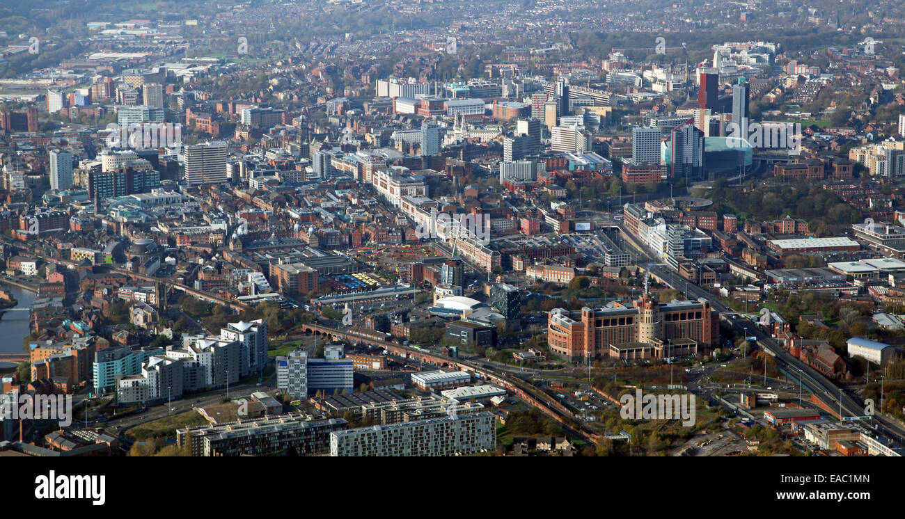 a panoramic aerial view of the Leeds skyline, West Yorkshire, UK Stock ...