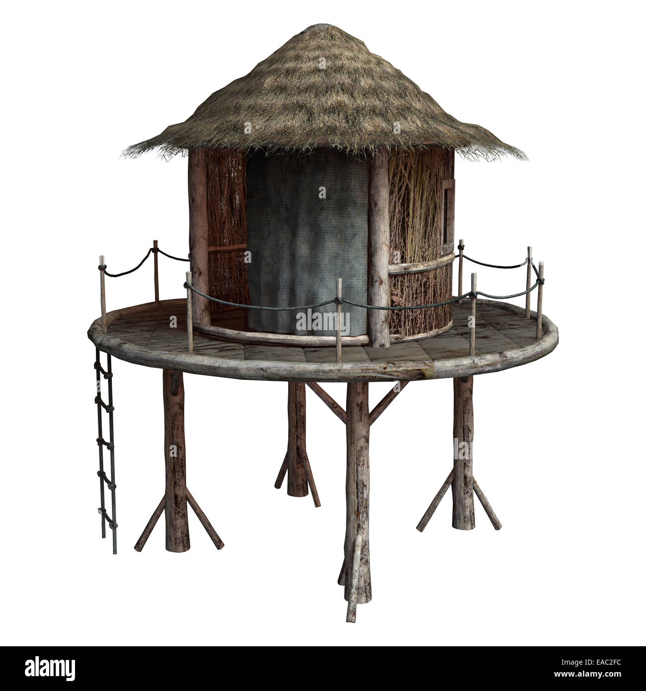 3D digital render of an African tribal hut on white background Stock ...