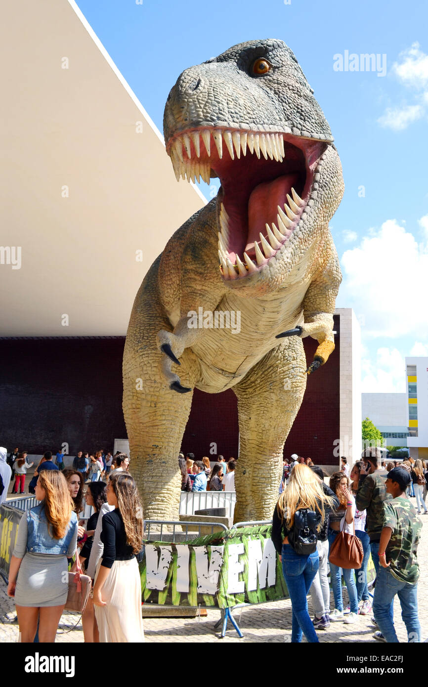 Dinosaur Planet exhibition statue in the Expo 98 on June 7th 2014. Expo ...
