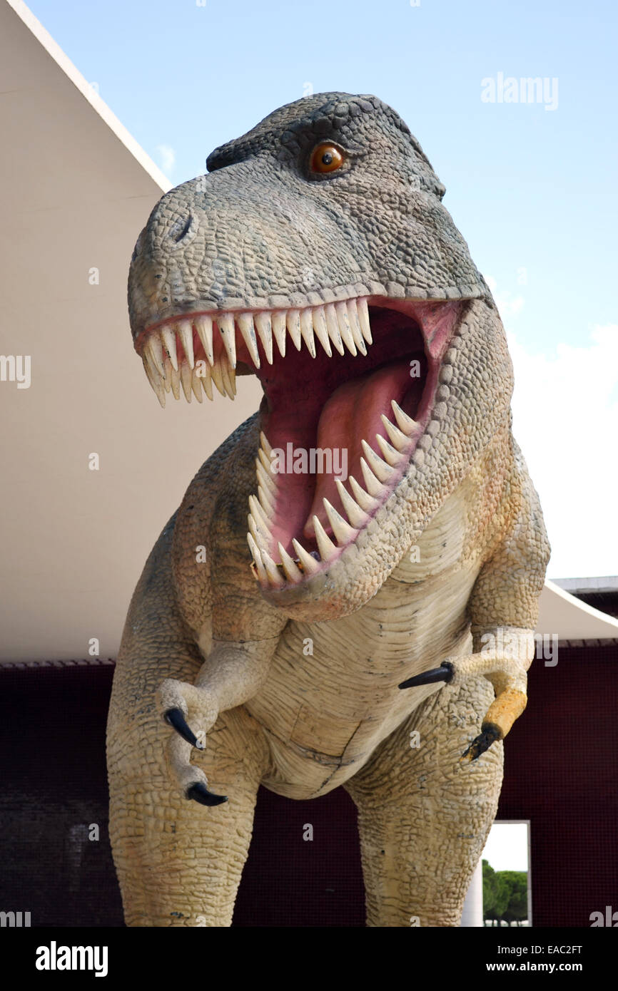 Dinosaur Planet exhibition statue in the Expo 98 on June 7th 2014. Expo ...