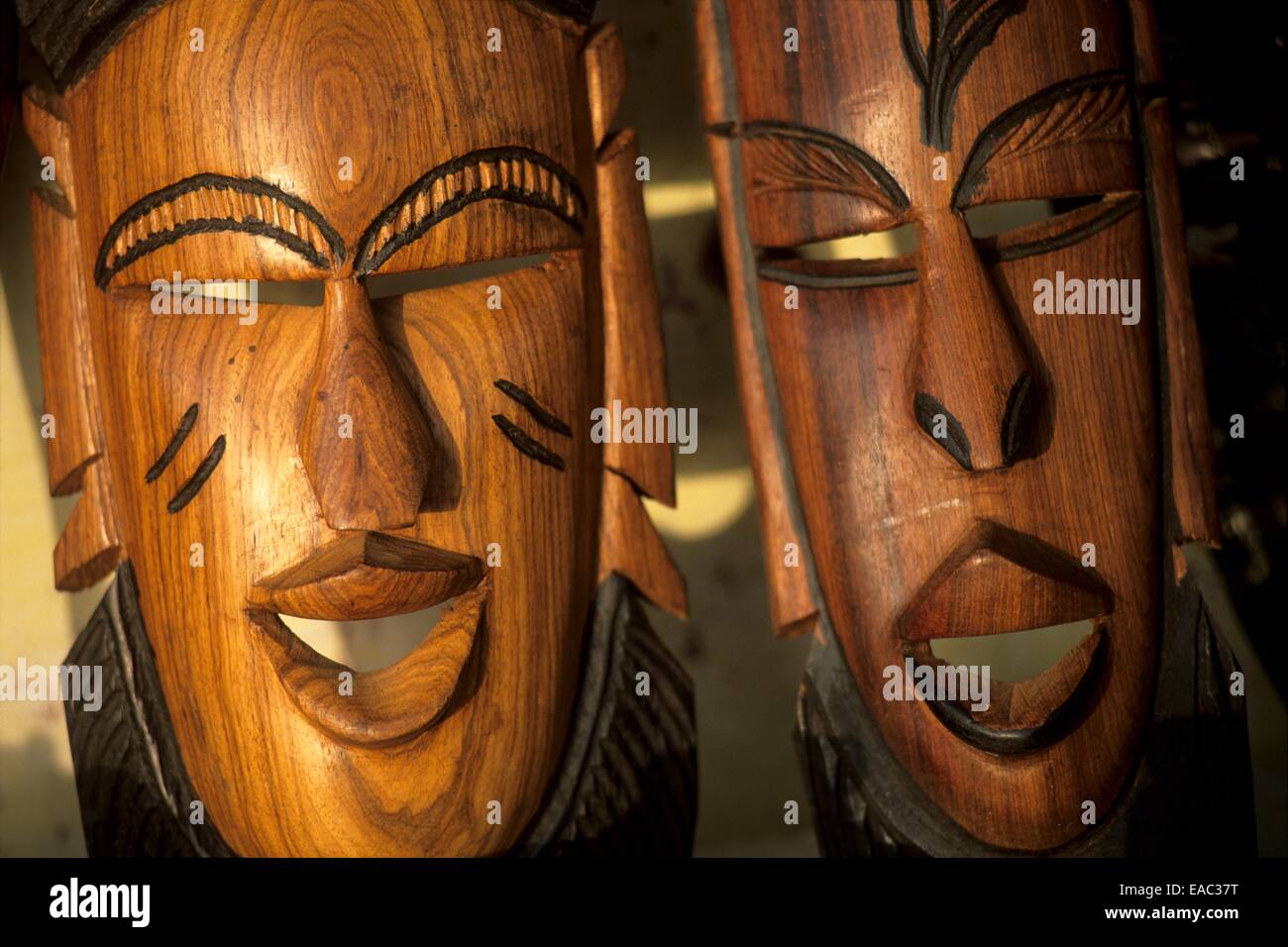 Traditional wood masks Diola, Bassari country, Senegal, Western Africa ...