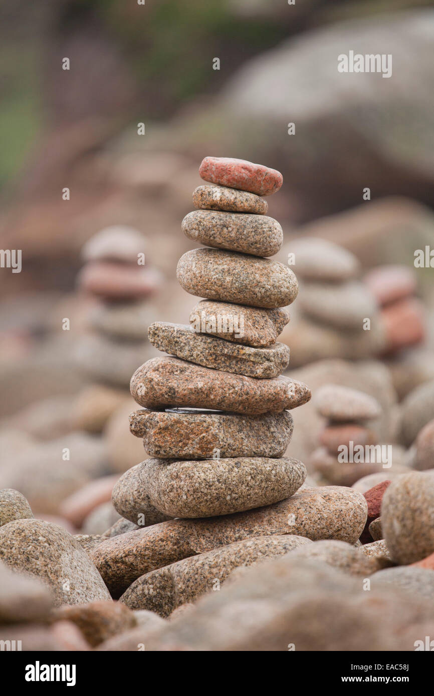 St Agnes, Stone Piles on a Beach; Isles of Scilly; UK Stock Photo - Alamy