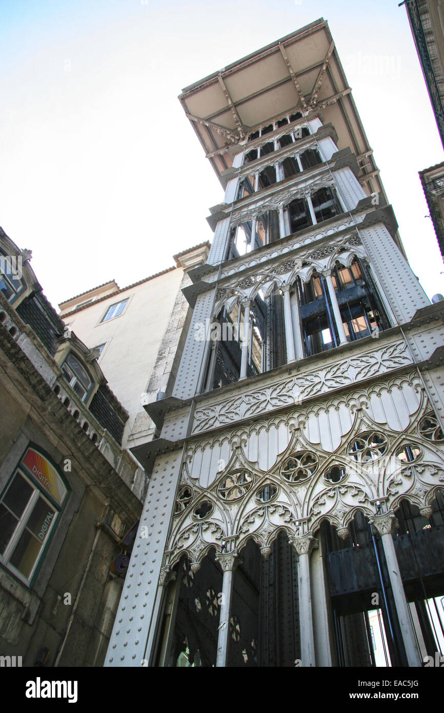 Santa Justa Lift, which connects the lower streets of the Baixa with ...