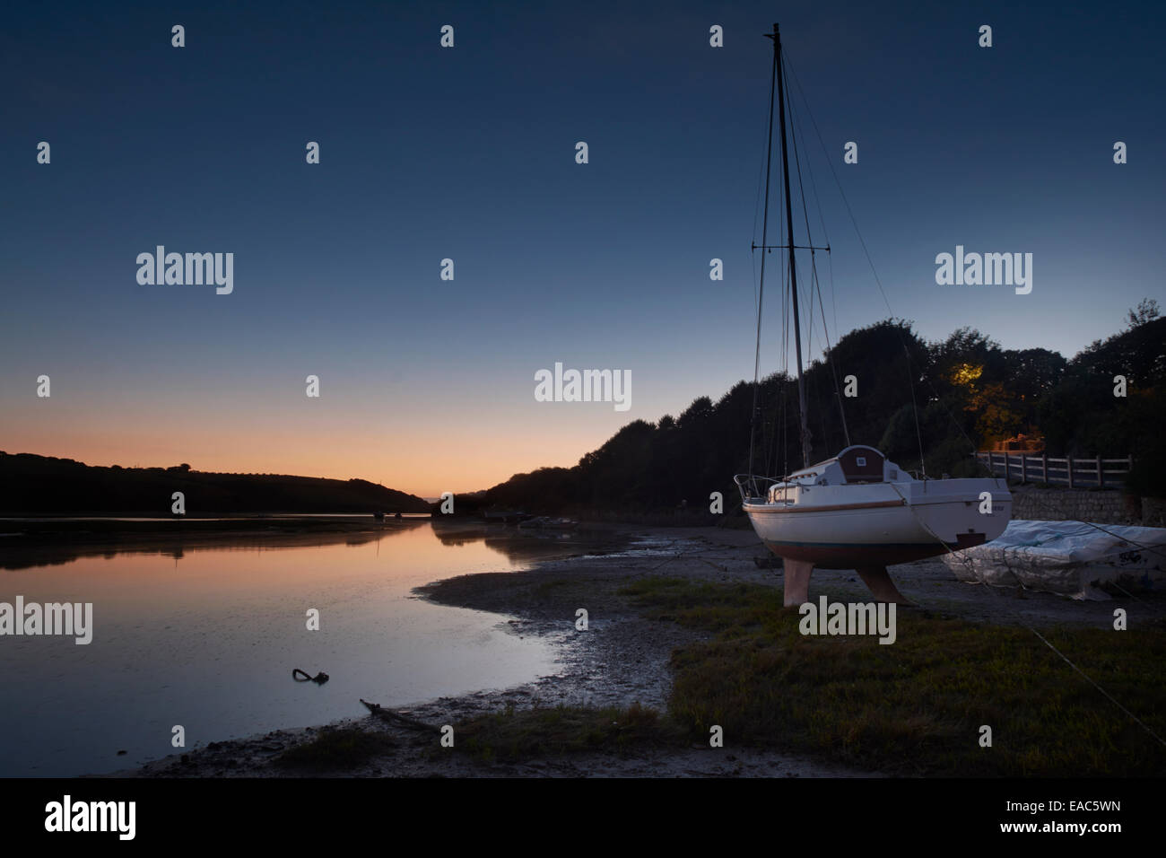 Boats in the Gannel Estuary - Newquay, Cornwall, England, UK Stock ...