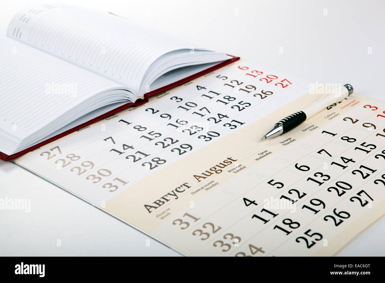 calendar days with numbers and pen close up Stock Photo - Alamy