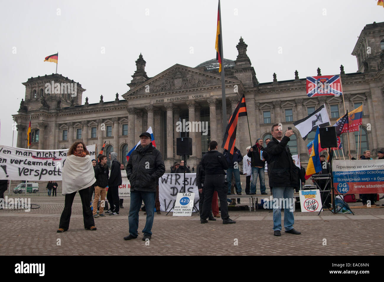 Demonstration by German Reichsbürger movement at Reichstag in Berlin ...