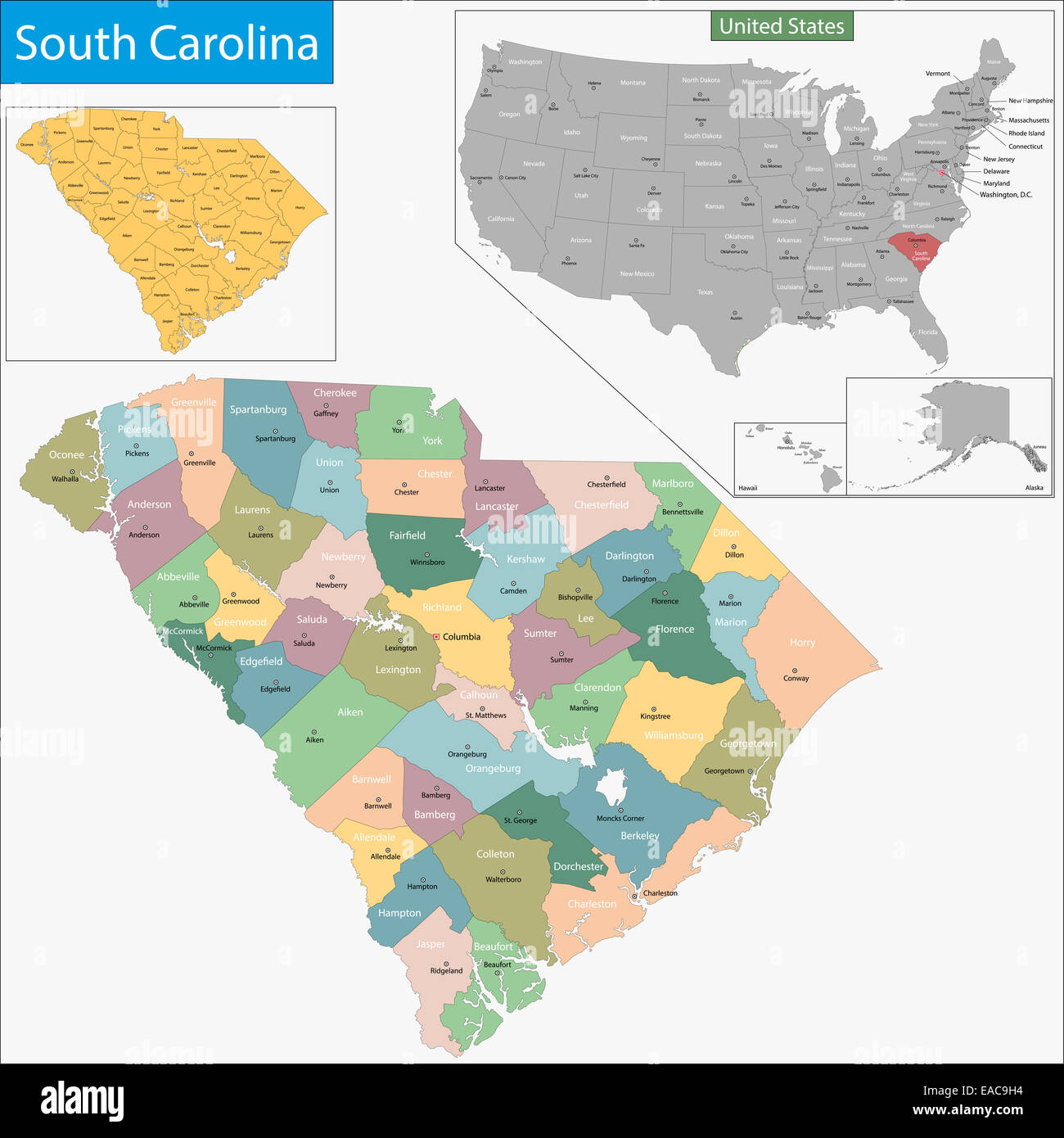 South Carolina map Stock Photo - Alamy