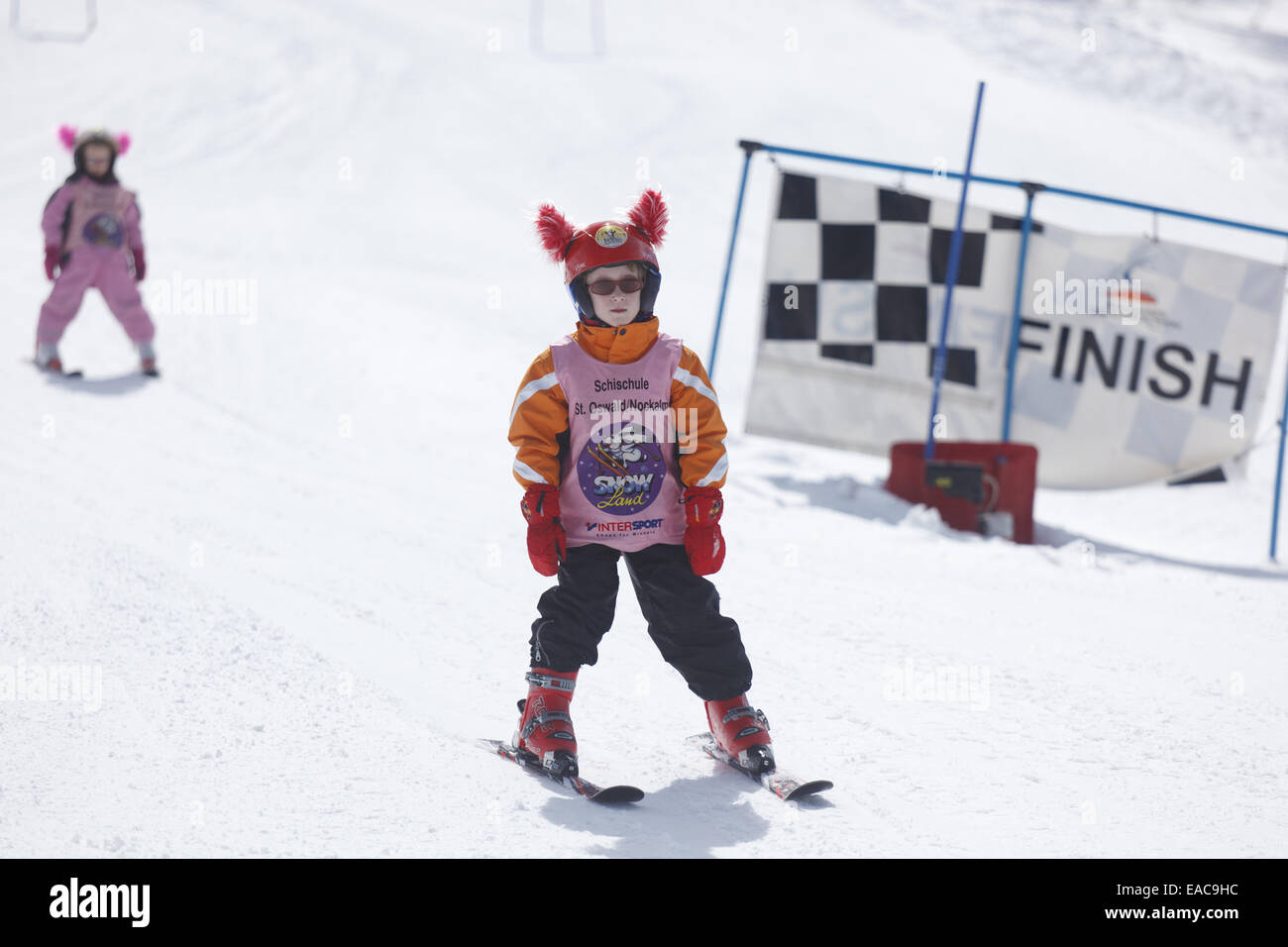 children doing ski race Stock Photo - Alamy
