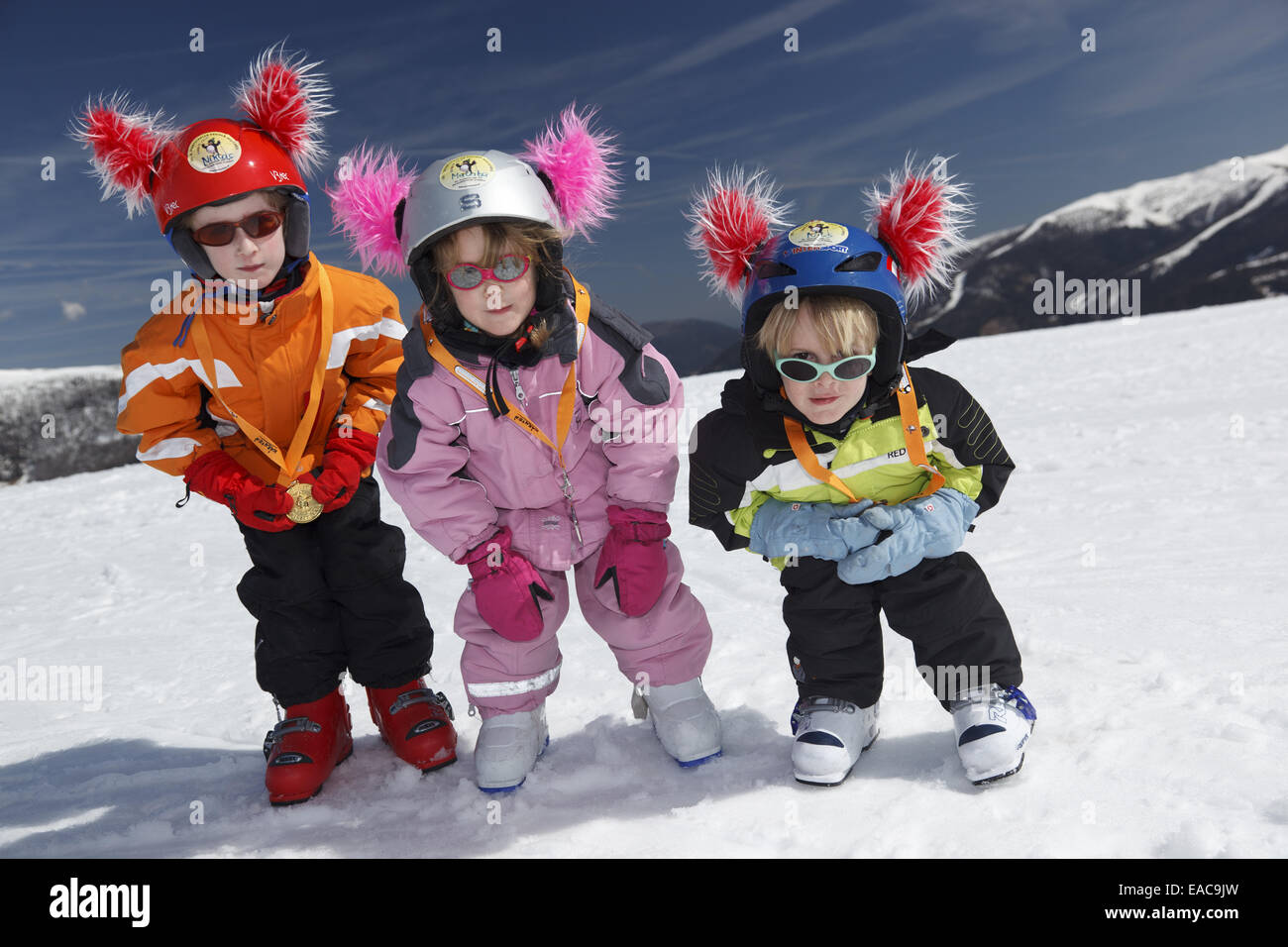 children with medals of ski race Stock Photo - Alamy