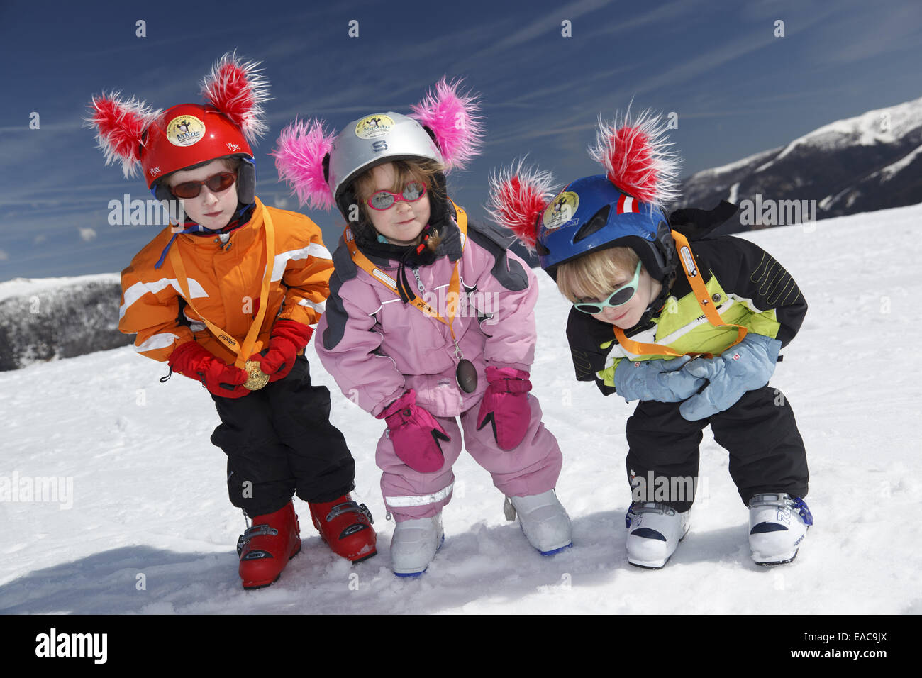 children with medals of ski race Stock Photo - Alamy