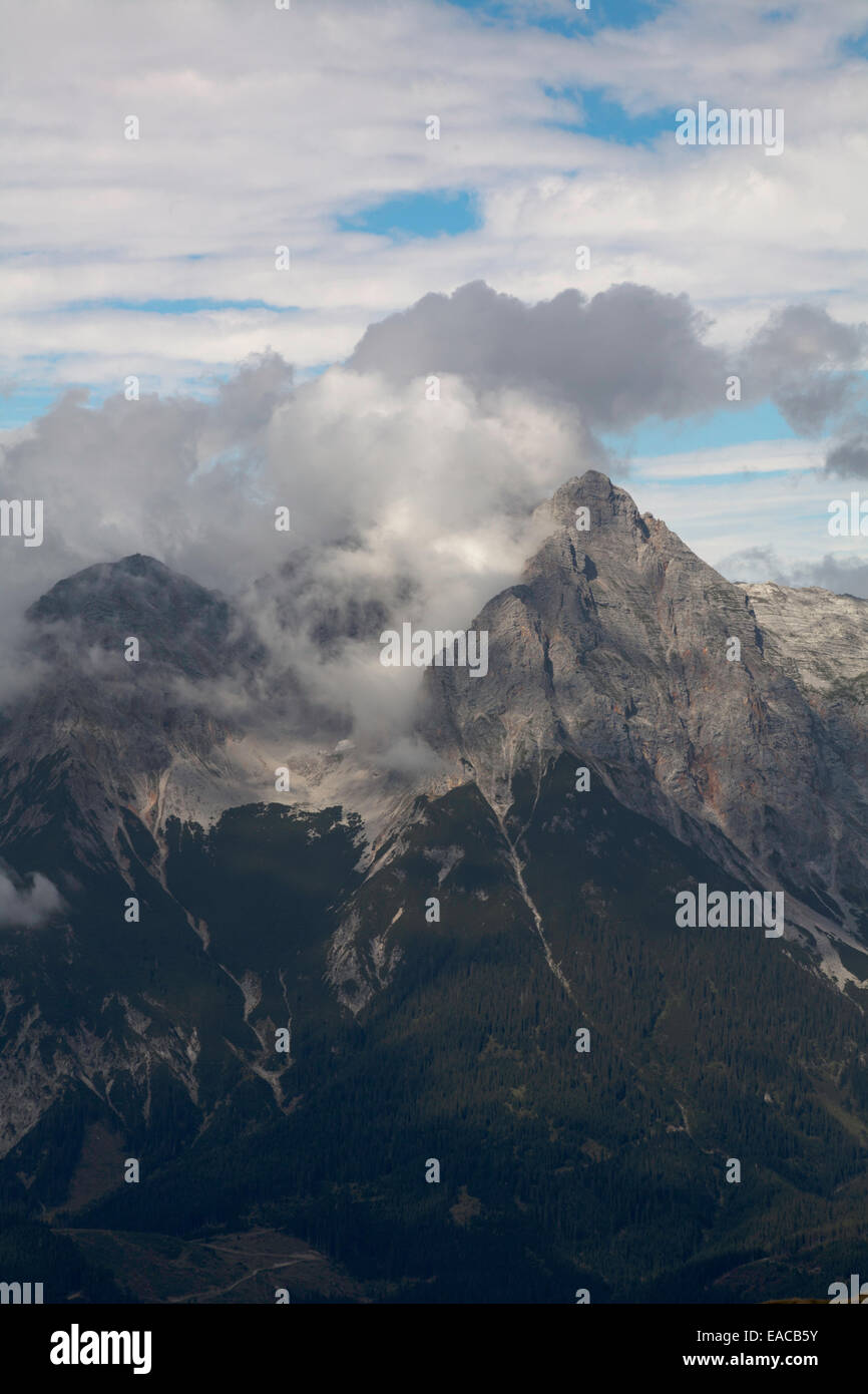 Storm clouds passing over the summits The Steineres Meer Alps above ...