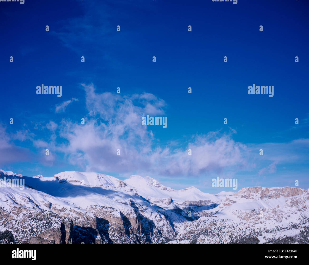 Cliff face Monte De Stevia above The Langental Vallunga Selva Dolomites ...