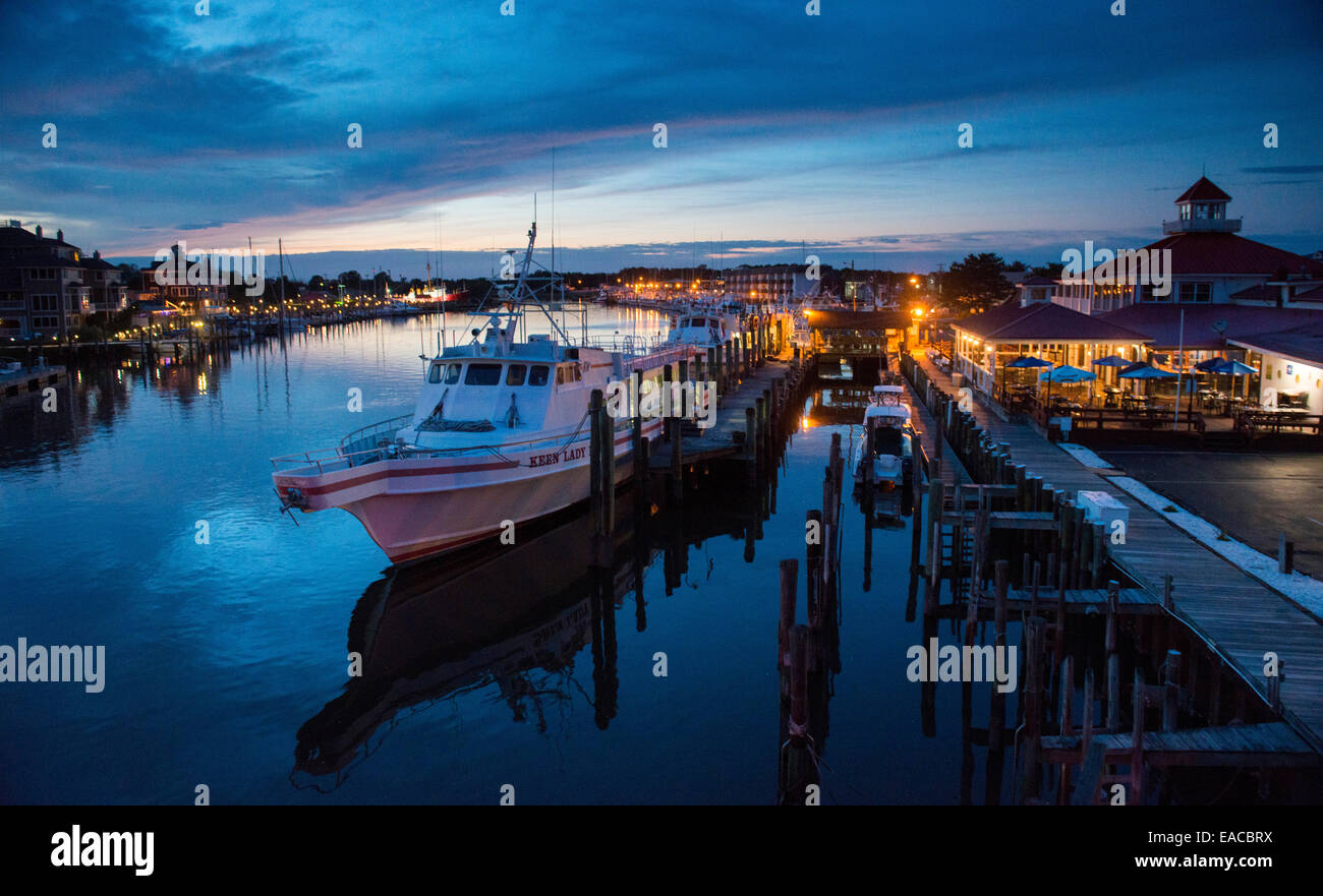 Sunset blue hour over the harbor at Lewes, Sussex County Delaware USA ...