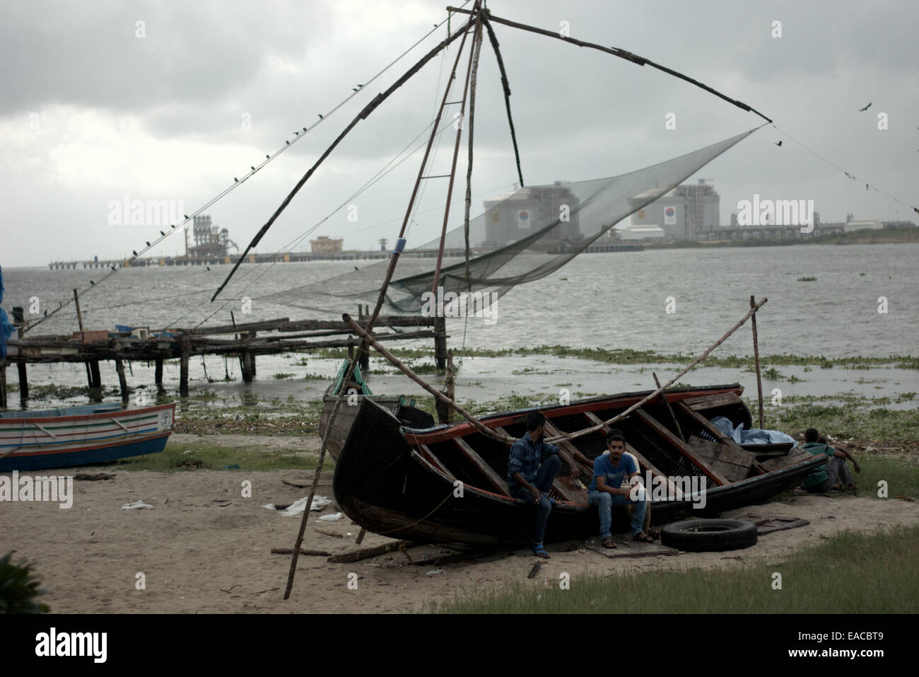 Chinese fishing nets, Fort Kochi (Cochin), Kerala, South India, Asia ...