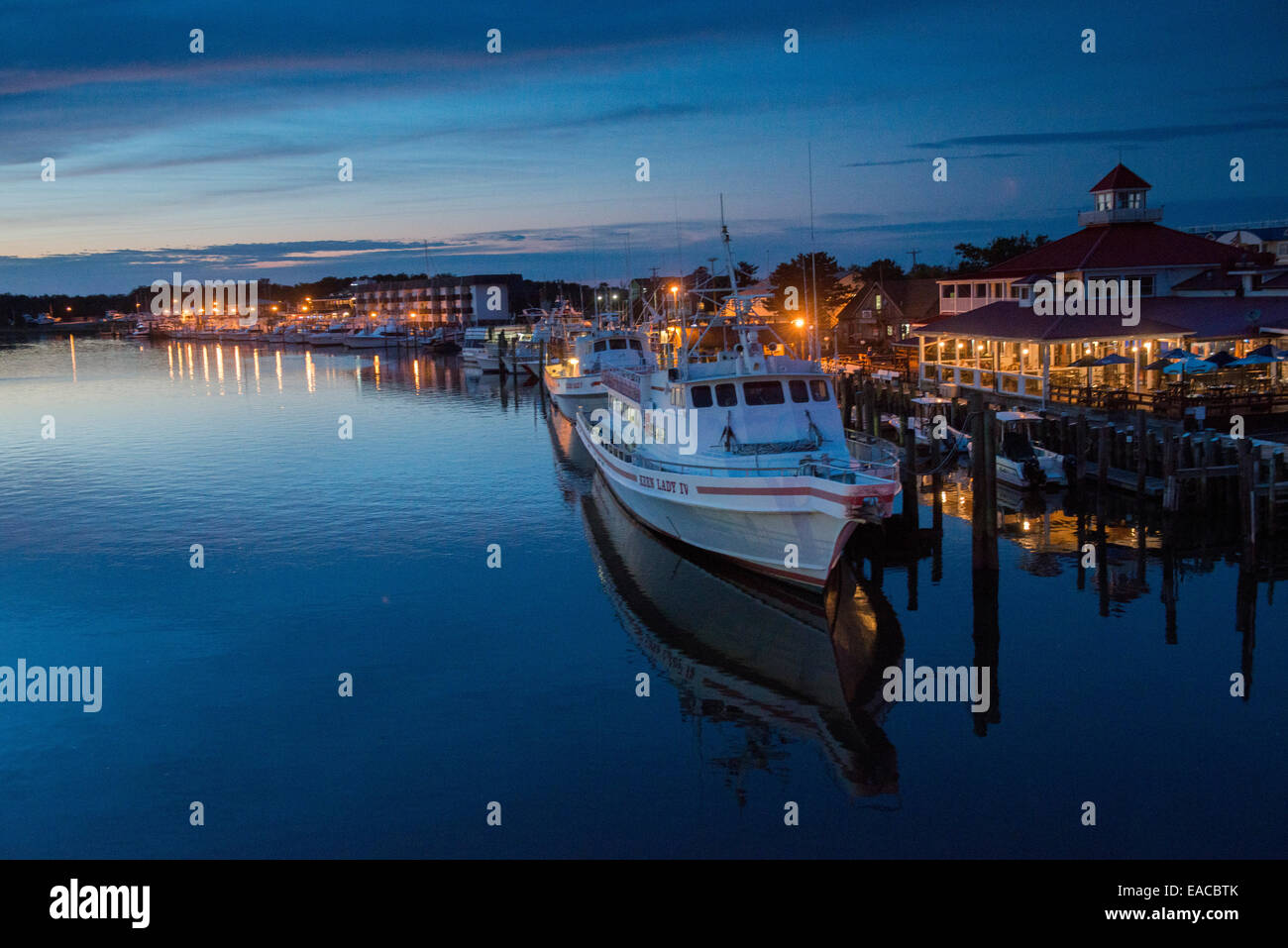 Sunset blue hour over the harbor at Lewes, Sussex County Delaware USA ...