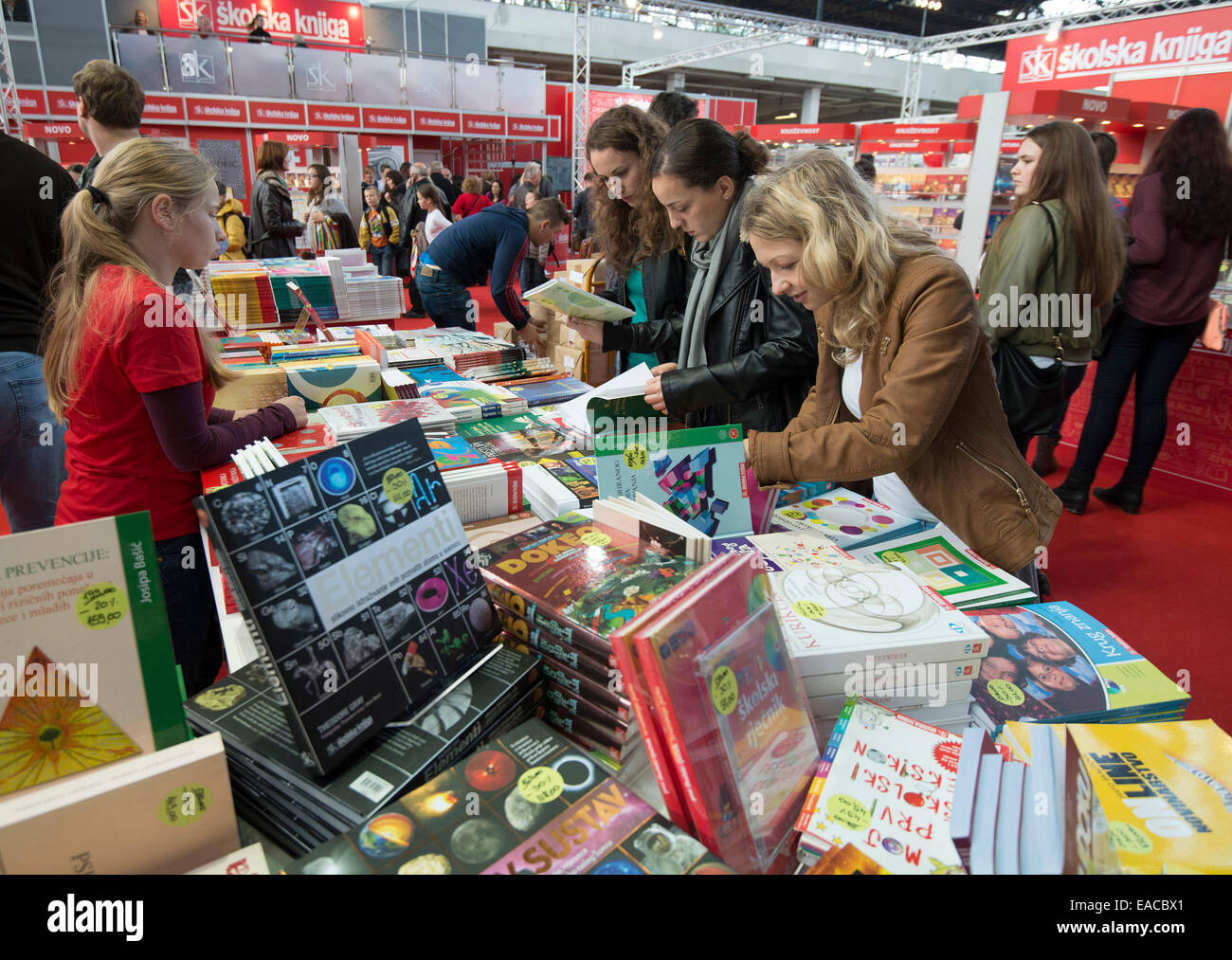 Zagreb, Croatia. 11th Nov, 2014. Visitors look at books on display at ...