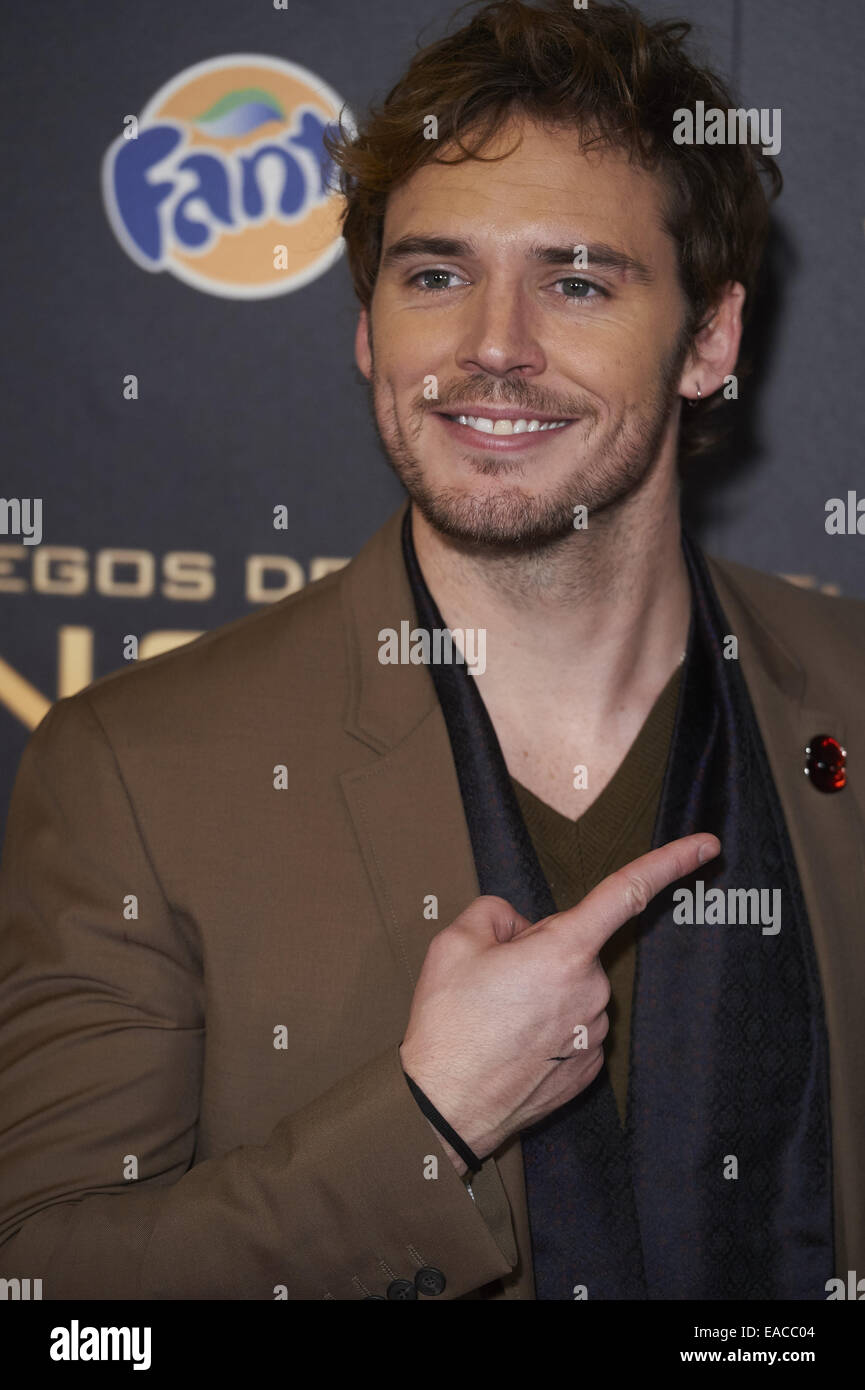 Spain. 11th Nov, 2014. British Actor Sam Claflin attends the Premiere ...