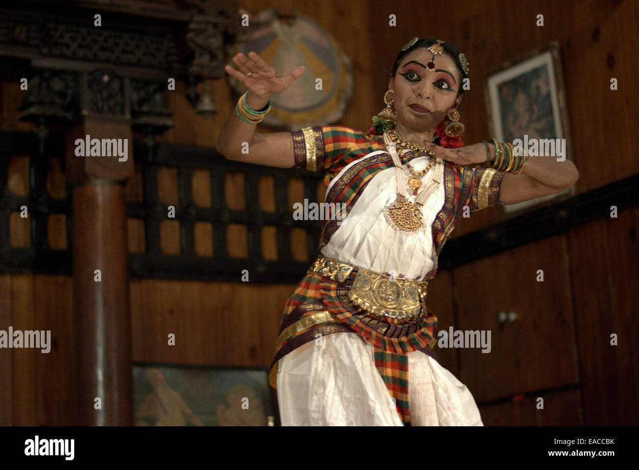 Woman performing traditional south indian kerala dance (classical ...