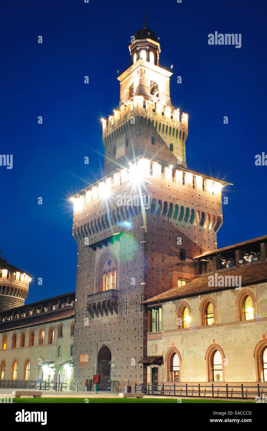 Italy, Lombardy, Milan, Castello Sforzesco, Sforza Castle, Courtyard ...