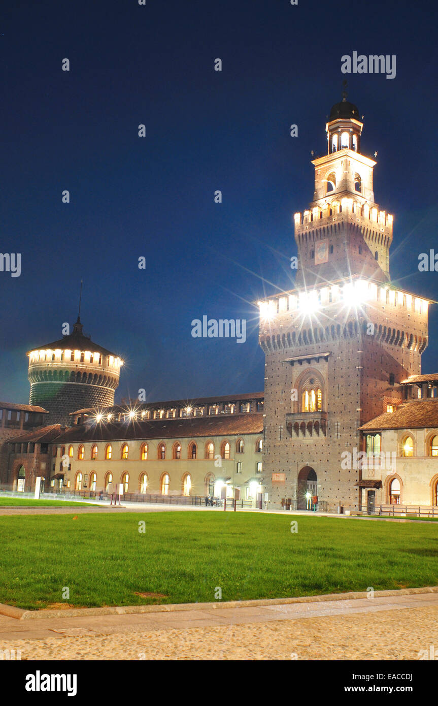 Italy, Lombardy, Milan, Castello Sforzesco, Sforza Castle, Courtyard ...