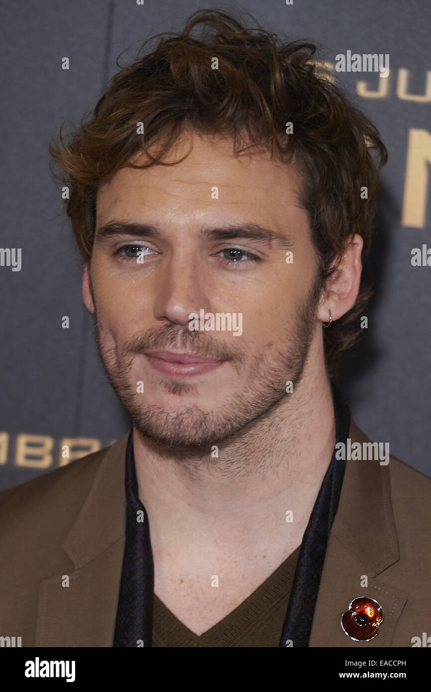 Spain. 11th Nov, 2014. British Actor Sam Claflin attends the Premiere ...