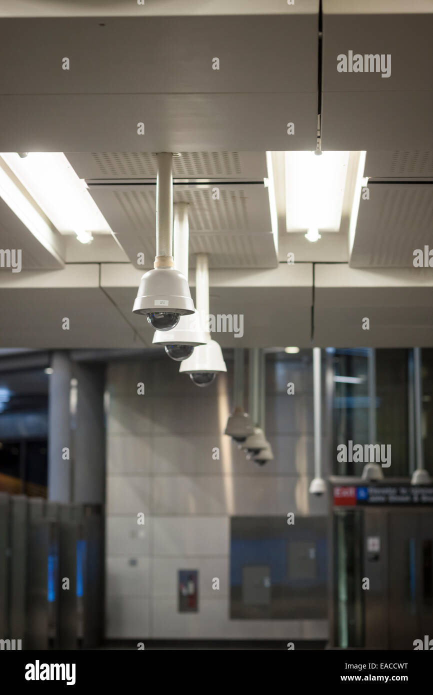 Multiple security cameras in the new Fulton Center in Lower Manhattan ...